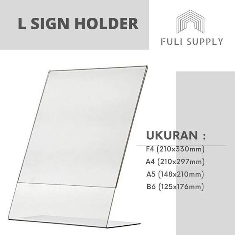 Sign Holder Acrylic / Tempat Menu Aklirik Bentuk L / Pricelist Office ...