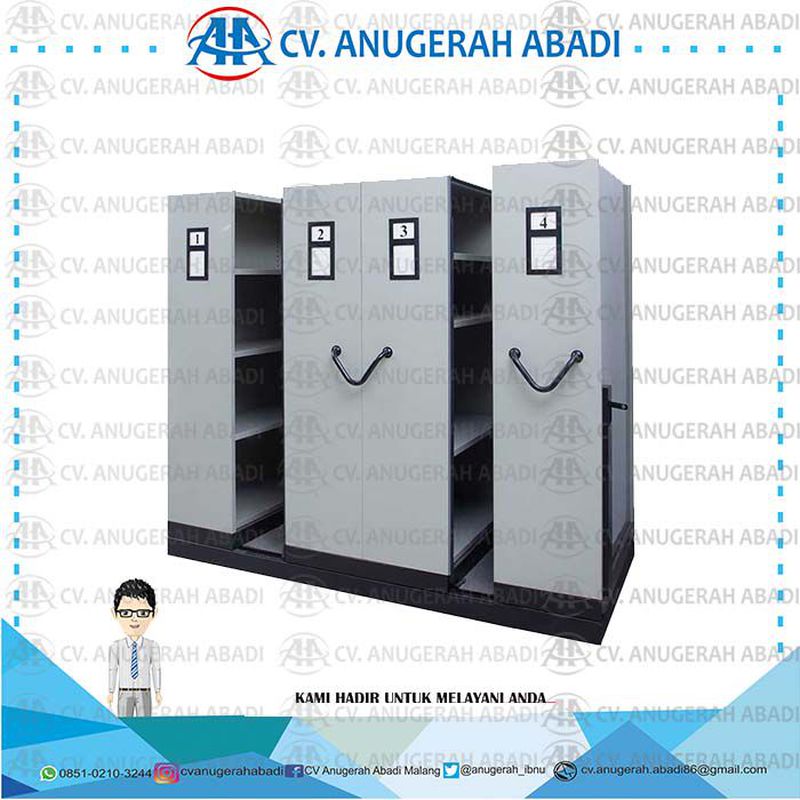 Mobile File MANUAL MFB-4 BS18 (16 Compartment) Tebal Plat (1,2 mm)