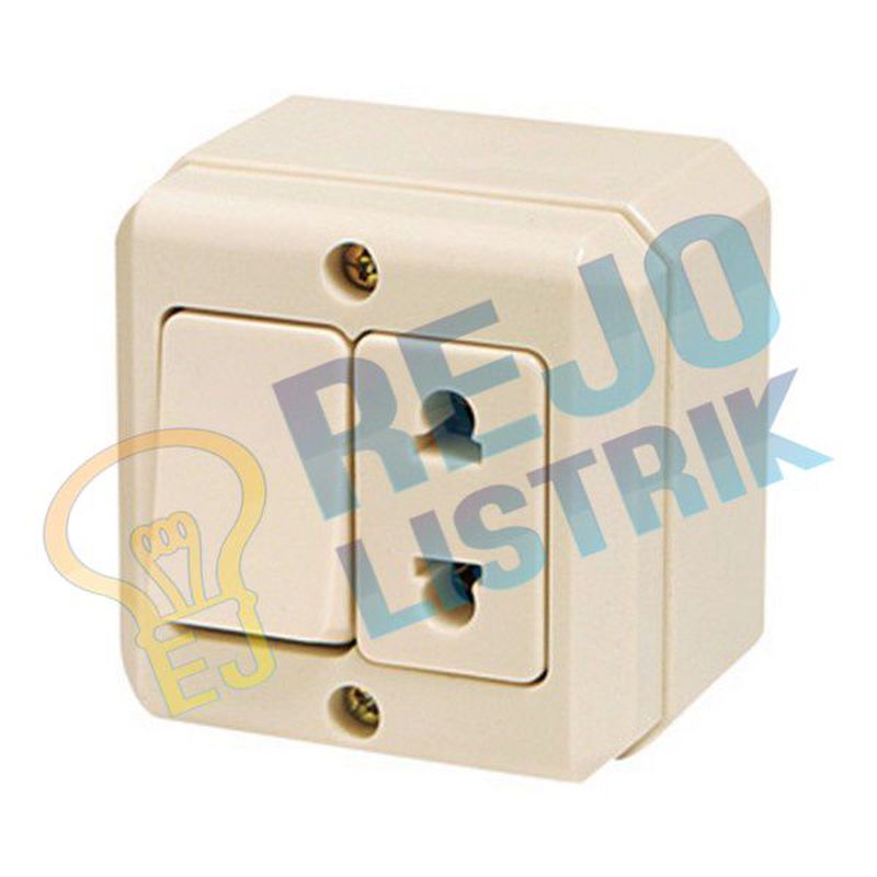 Saklar Tunggal + Stop Kontak Out Bow Broco Standard Urea Cream