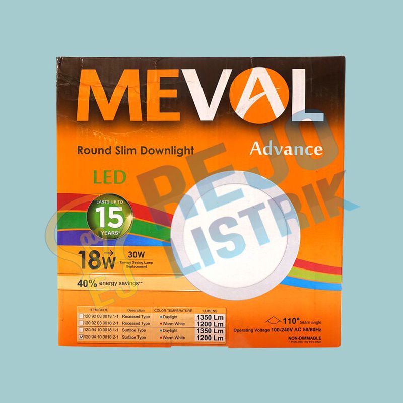 Lampu Panel Led Out Bow Bulat Meval Advanced 18 Watt WW