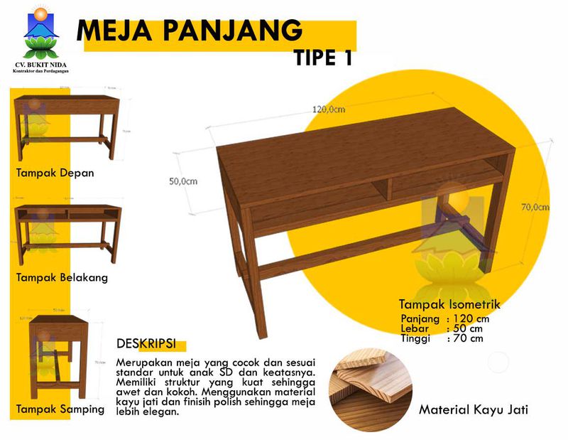 Meja Panjang Kayu Jati