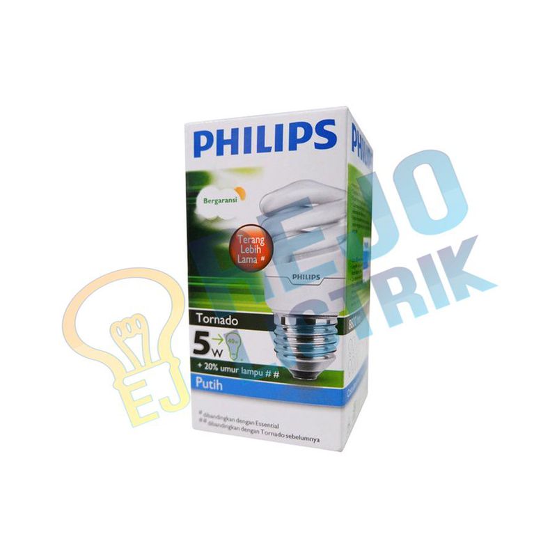Lampu CFL Philips Tornado 5 Watt Putih