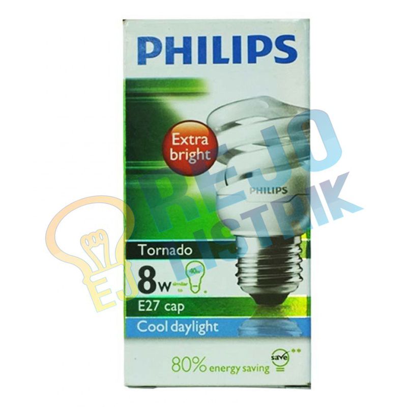 Lampu CFL Philips Tornado 8 Watt Putih