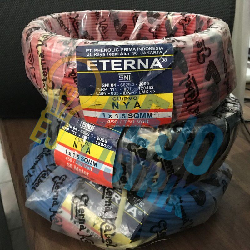 Kabel NYA Eterna 1x1,5 mms 50 Meter Hitam
