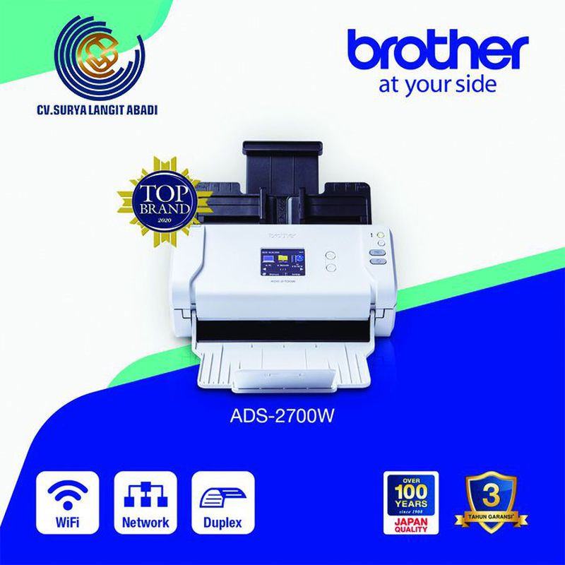 Brother ADS-2700W Wired and Wireless Network Desktop Scanner