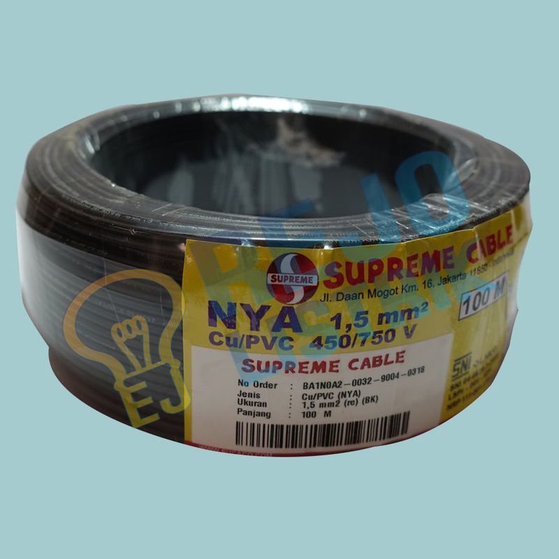Kabel NYA Supreme 1,5 mms Hitam 100 meter