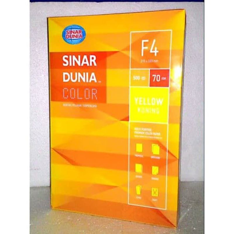 Kertas Hvs 70 Gsm Warna F4 Sinar Dunia Kuning