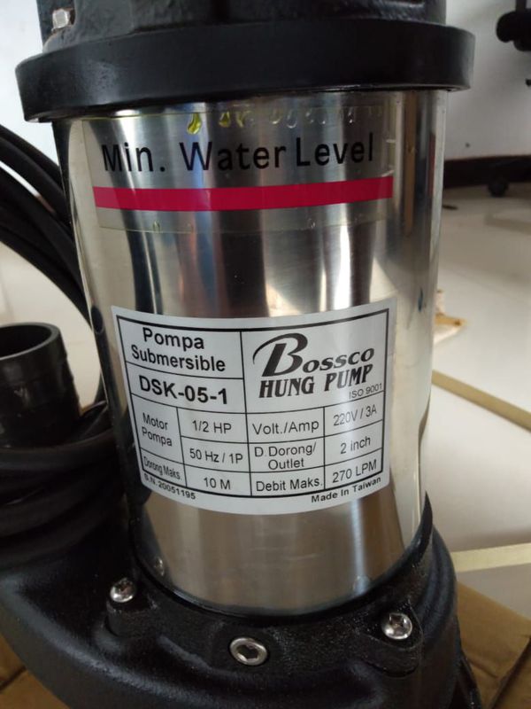 POMPA AIR KOTOR SUBMERSIBLE BOSCO HUNG (TERPASANG PADA INSTALASI YANG SUDAH ADA)