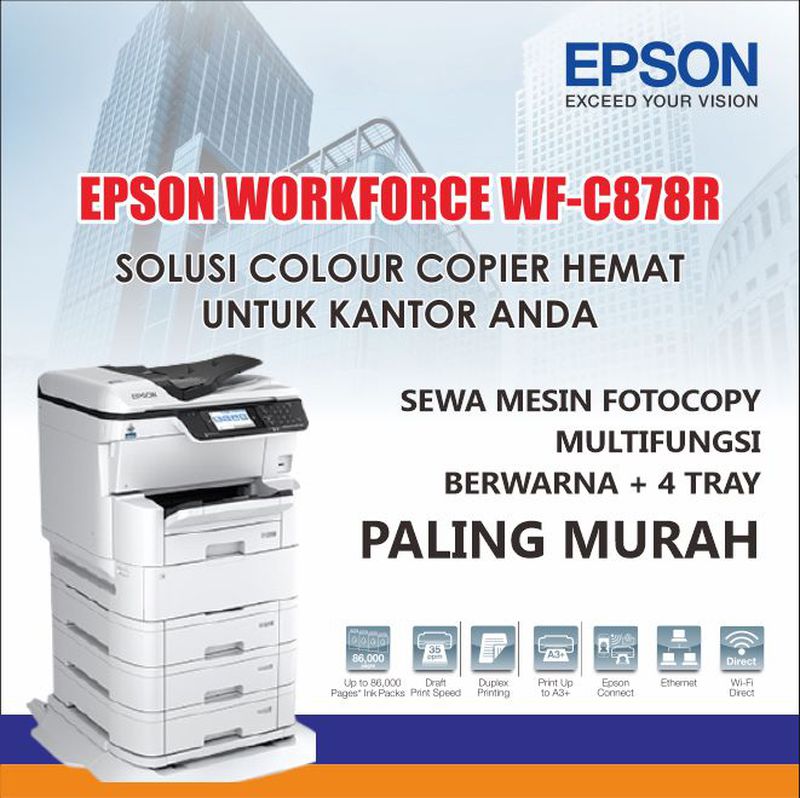 Sewa Mesin Fotocopy Multifungsi EPSON WORKFORCE WF-C878R ( 12 Bulan )