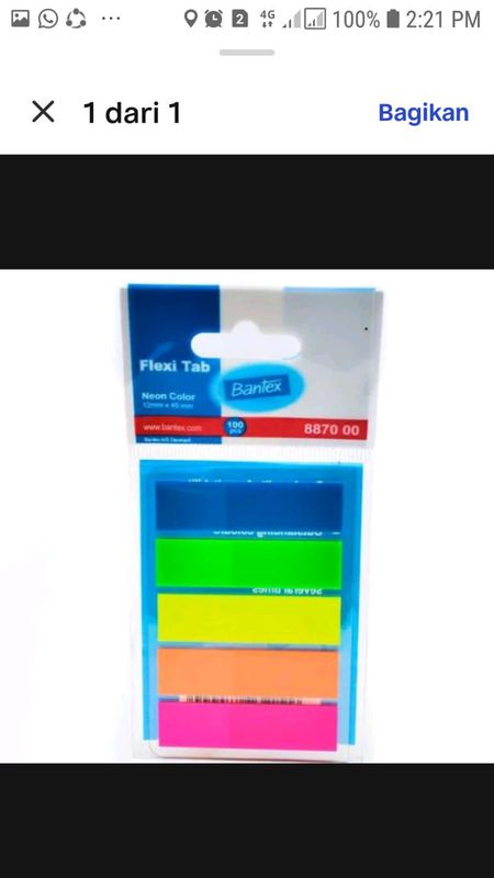 Kertas Sticky Notes Warna/Post It Warna Bantex Flexi Tab
