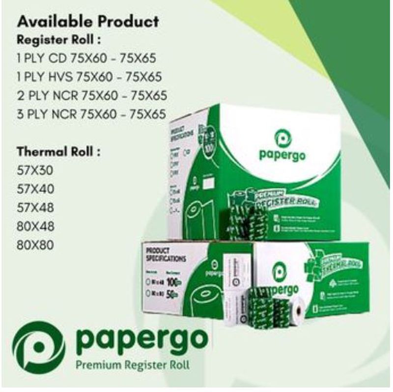 Papergo Register Roll - NCR 2ply 75x60