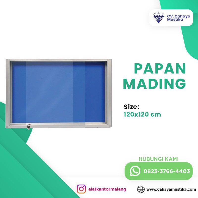 Papan Mading Sliding Kaca Uk. 120 x 120 cm
