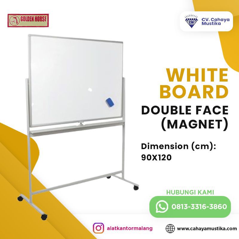 Papan Tulis Whiteboard Standing Magnet Uk. 90 x 120 cm (Double Face ...