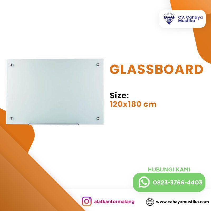 Glassboard Papan Tulis Kaca Uk. 120 x 180 cm