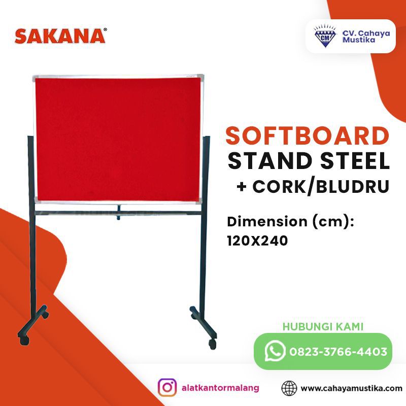 Sakana Papan Softboard Cork Stand Steel Uk. 120 x 240 cm Papan Pin