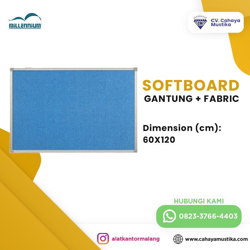 Millenium Softboard Fabric Gantung Uk. 60 x 120 cm Papan Pin