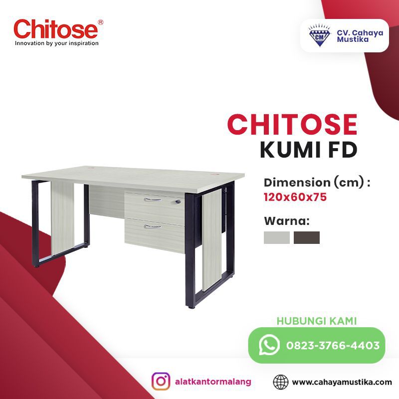 Meja Kerja Kantor CHITOSE KUMI FD Uk. 120 x 60 x 75 cm