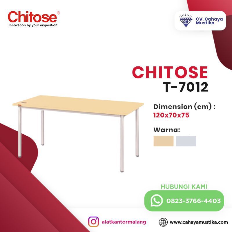 Meja Kerja Kantor CHITOSE T-7012 Uk. 120 x 70 x 75 cm
