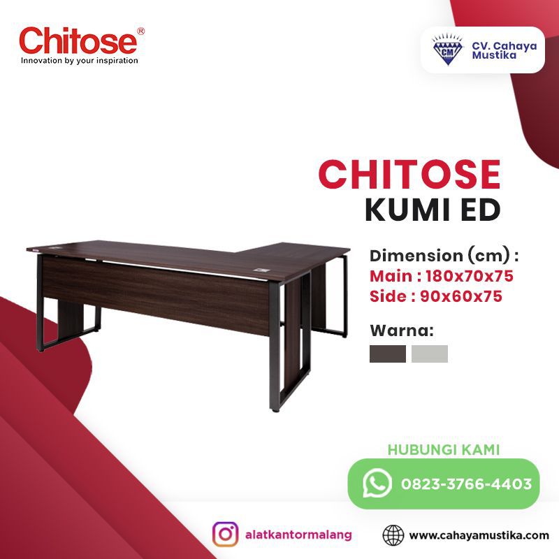 Meja Kerja Kantor CHITOSE KUMI ED Uk. 180 x 70 x 75 cm
