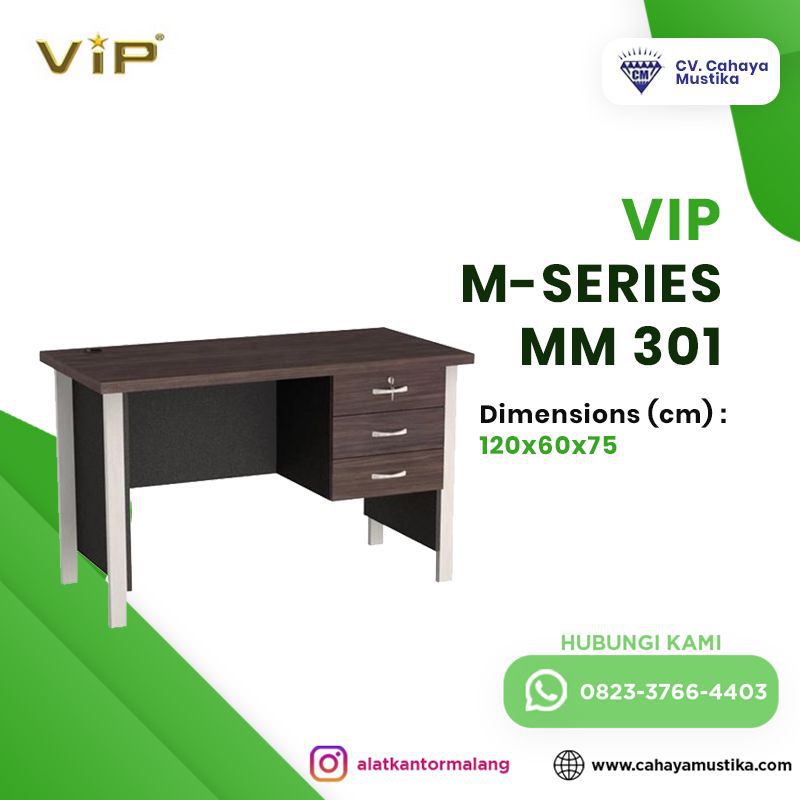 Meja Kerja Kantor VIP M-SERIES MM 301 Uk. 120 x 60 x 75 cm