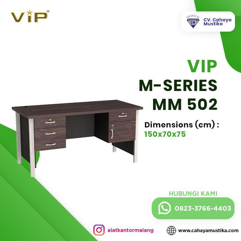 Meja Kerja Kantor VIP M-SERIES MM 502 Uk. 150 x 70 x 75 cm