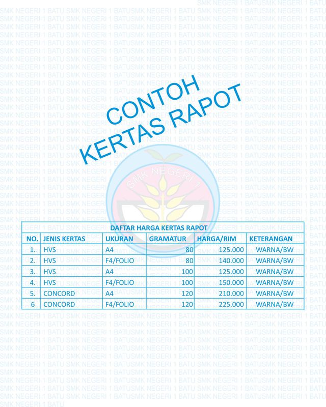 CETAK KERTAS RAPORT - Concord A4
