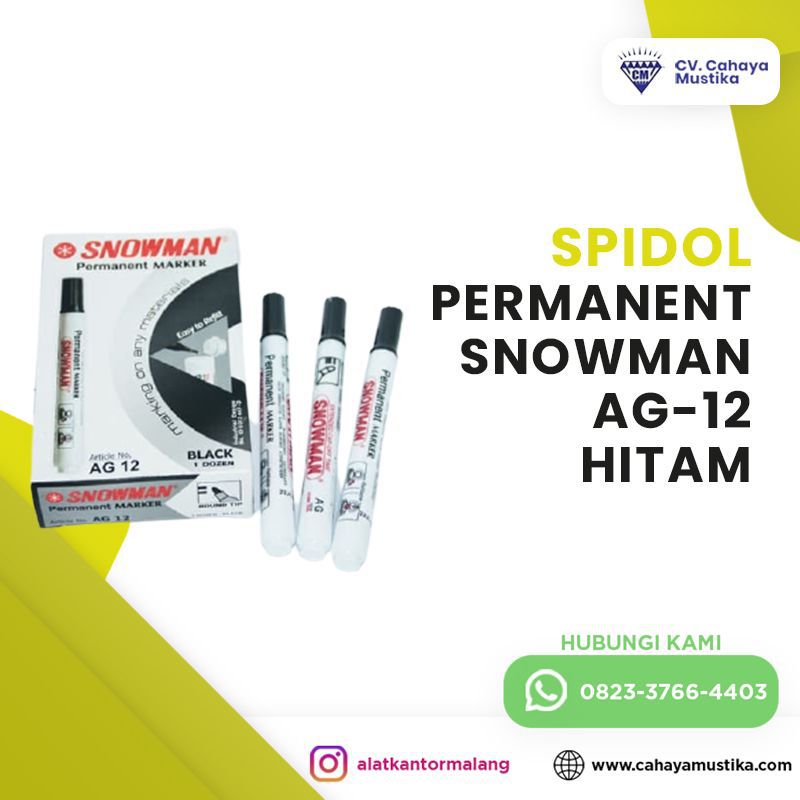 Spidol Permanent Snowman AG-12 Hitam