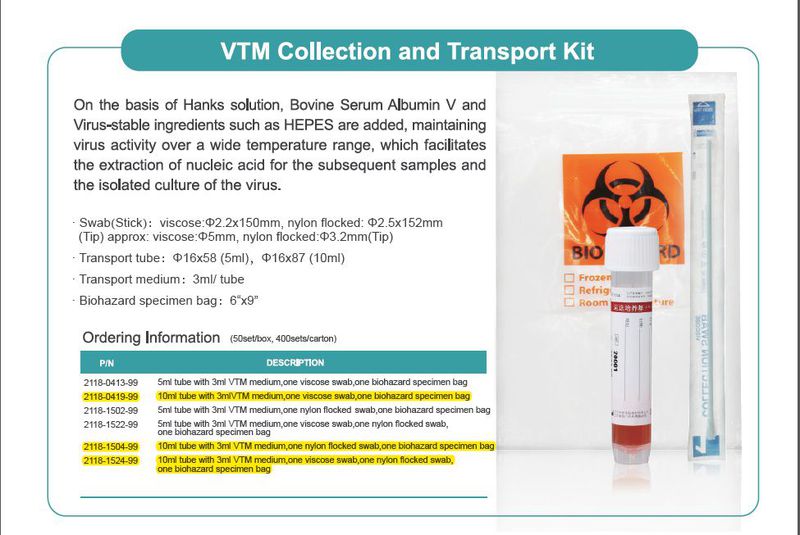 VTM Collection and Transport Kits (Activated) Double Swab (1 box isi 50 ...