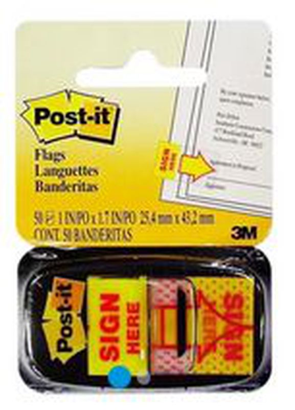 3M Post It Flags 680-9 - Ukuran 1x1.75 Inci - 12 Pad - Sign Here