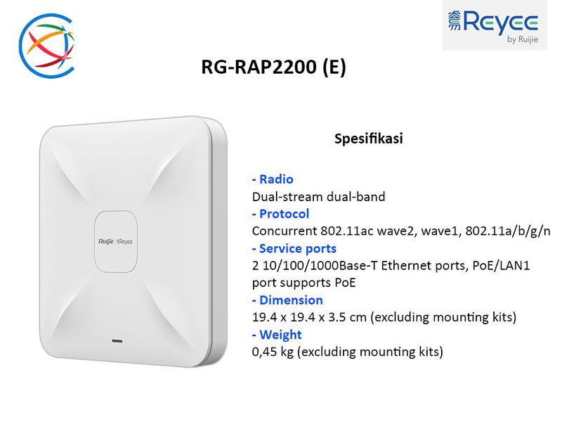 Access Point Ruijie Reyee RG-RAP2200(E) AC1300 Dual Band Gigabit Access ...