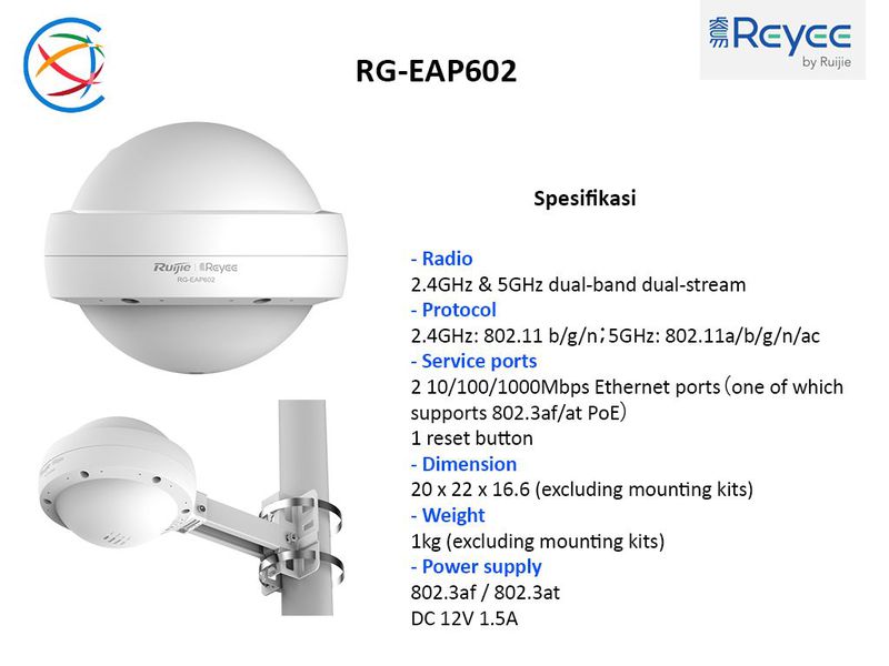 Access Point Ruijie Reyee RG-EAP602 AC1300 Dual Band Gigabit Outdoor ...