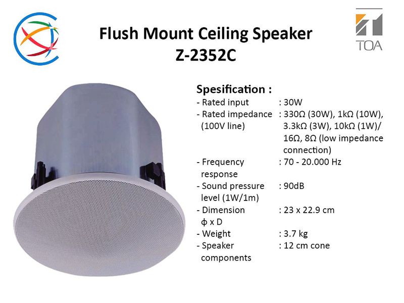 Flush Mount Ceiling Speaker TOA Z-2352C Speaker Plafon