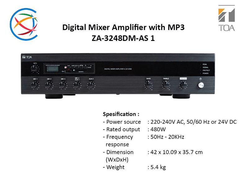 Digital Mixer Amplifier with MP3 TOA ZA-3248DM-AS 1