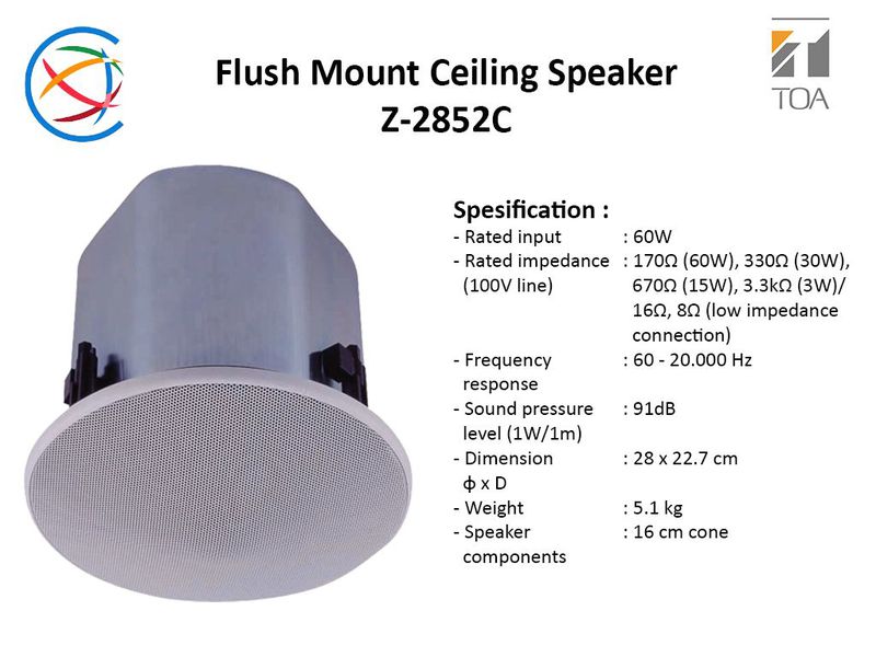 Flush Mount Ceiling Speaker TOA Z-2852C