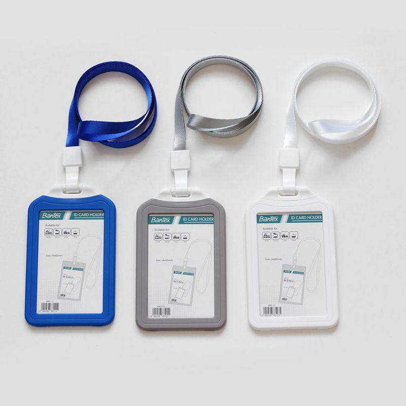 Bantex Dual Side ID Card Holder Lanyard Portrait #8881 - White