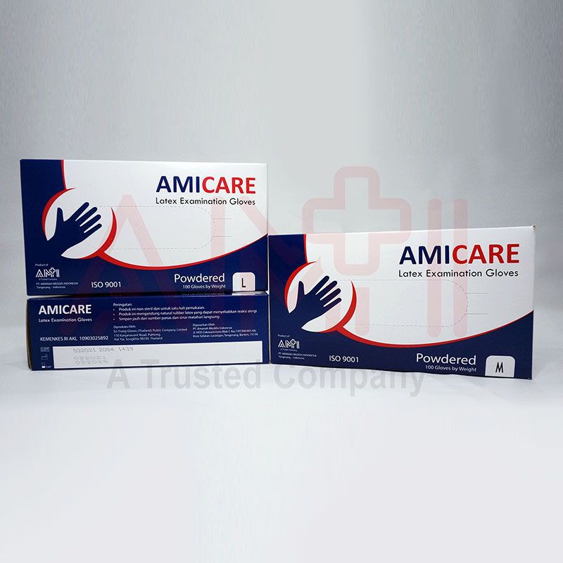 AMICARE Latex Examination Gloves Powdered - L