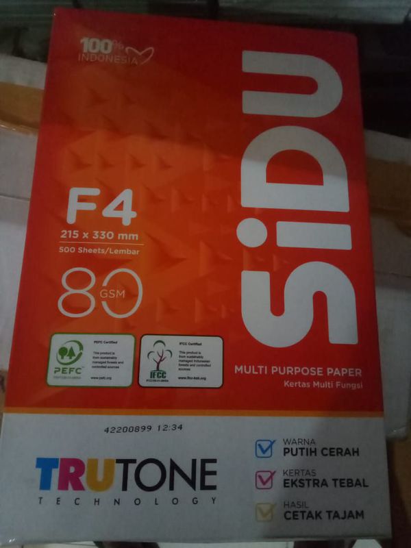 Kertas F4 Sidu 80gram per Rim