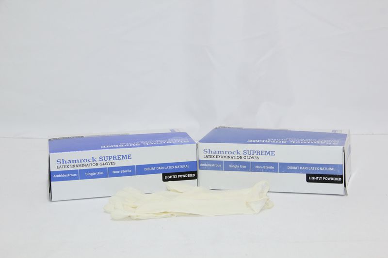 SARUNG TANGAN HAND GLOVE HANDSCOON LATEX SHAMROCK SUPREME LIGHTLY POWDER