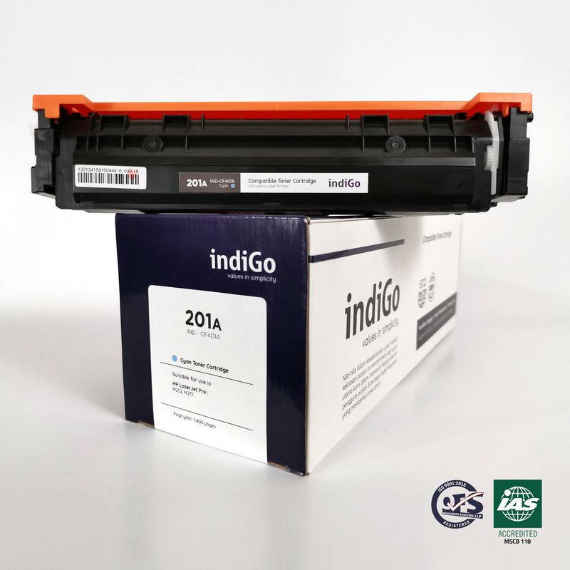 Toner Compatible indiGo 201A Cyan setara HP 201A / CF401A & CANON 045