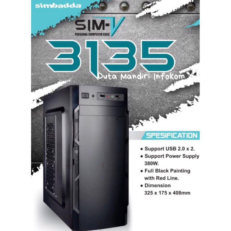 CASING SIMBADDA SIM V SERI 3135 + PSU 380W
