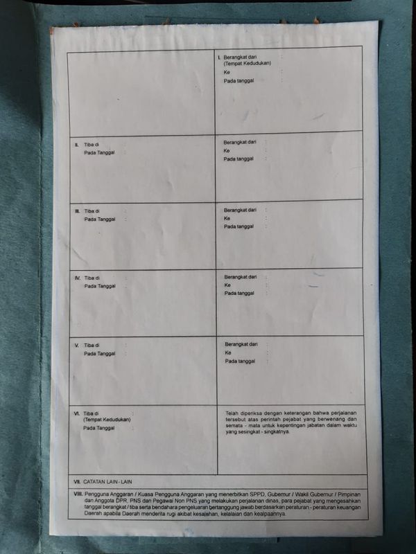 Blangko SPPD NCR Folio Rangkap 2