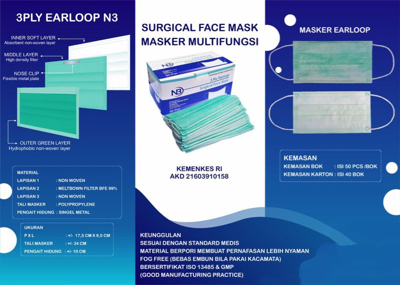 MASKER 3PLY EARLOOP MERK N3 - Earloop
