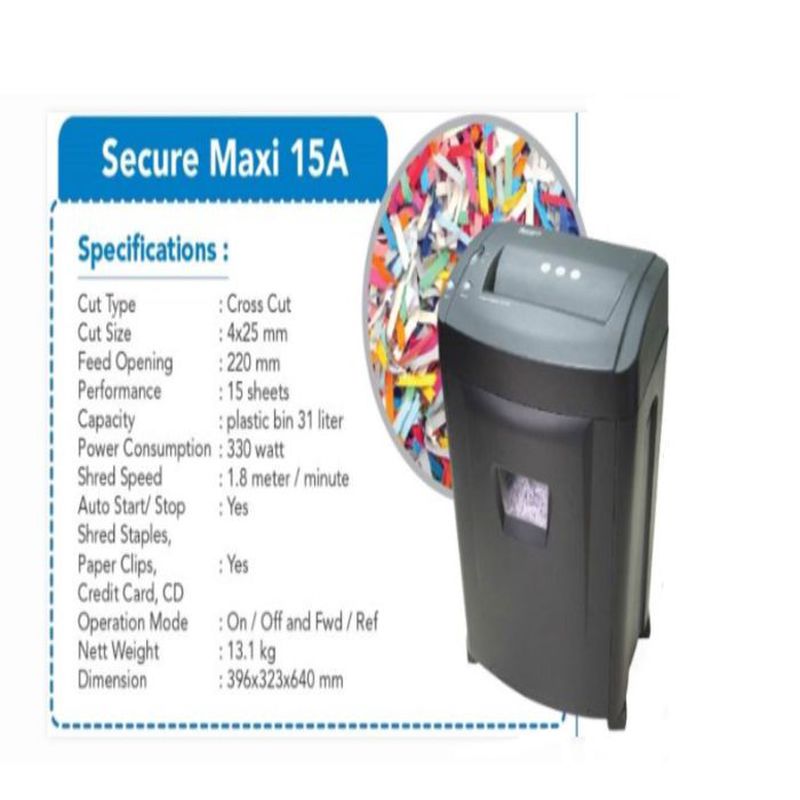 PAPER SHREDDER SECURE MAXI 15 A