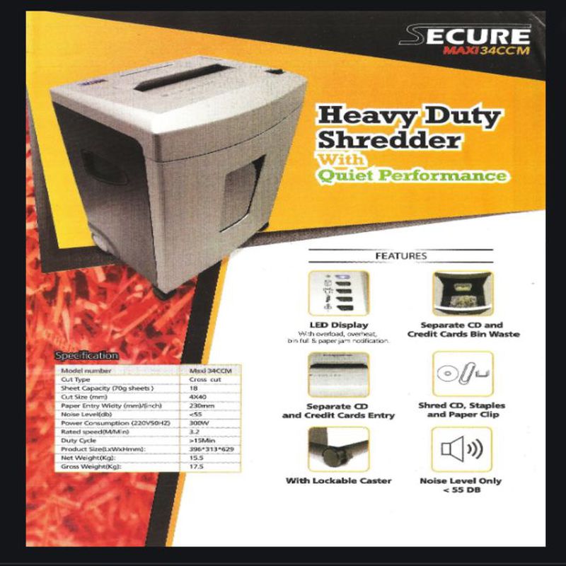 PAPER SHREDDER SECURE MAXI 34 CCM