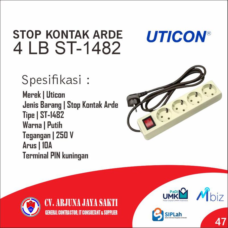 STOP KONTAK KABEL UTICON 4 LB (DENGAN SAKLAR) ST-1482