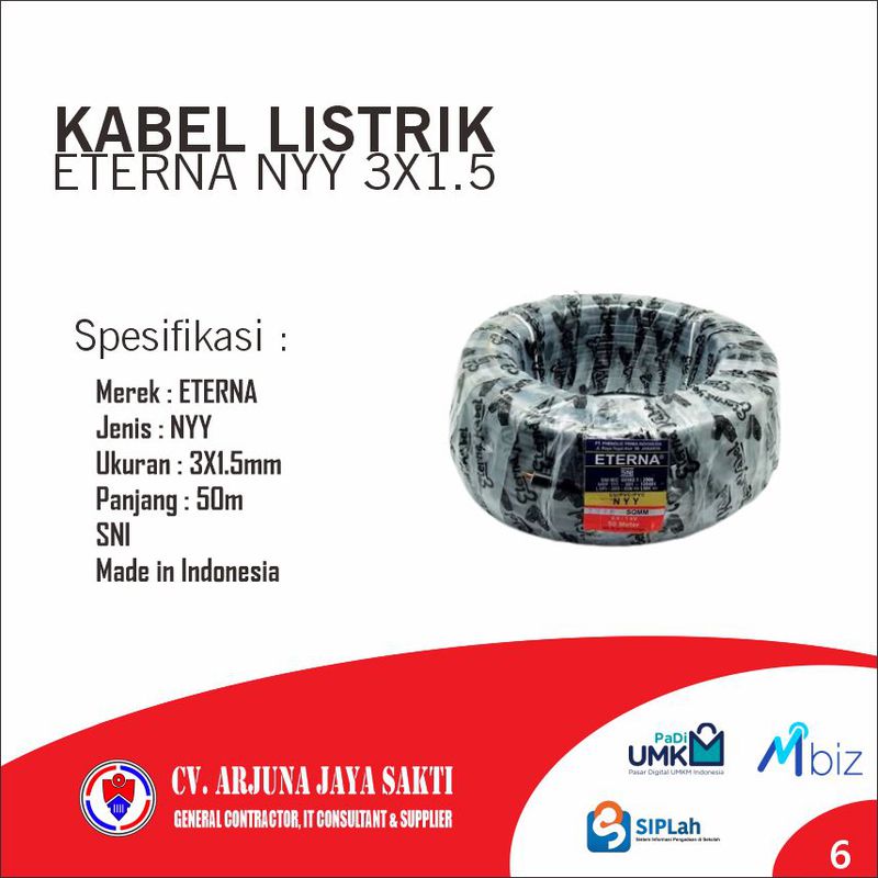 KABEL ETERNA NYY @50M 3X1.5