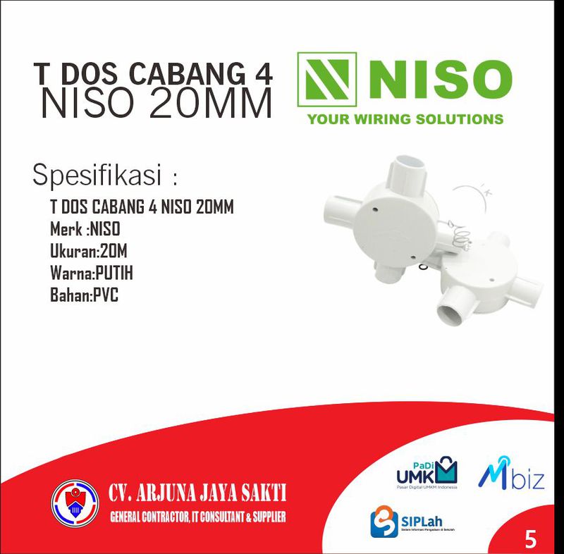 T DOS CABANG 4 NISO 20 MM
