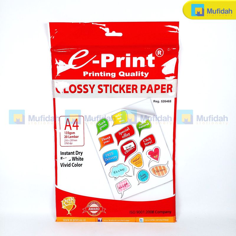 Kertas Sticker Glossy A4 135gsm E-Print