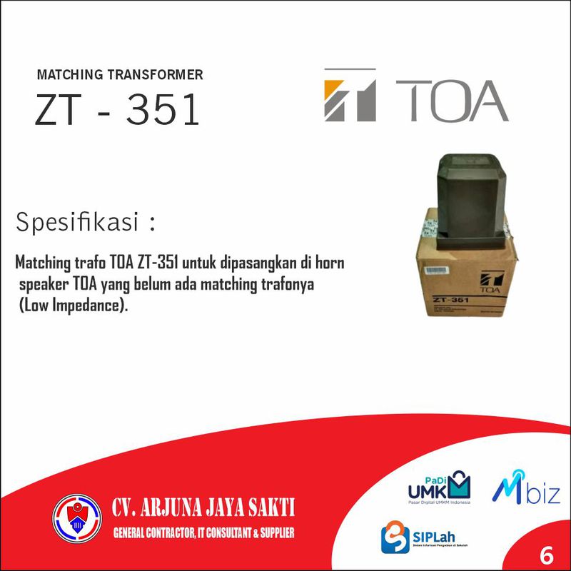 TOA Matching Transformer ZT-351