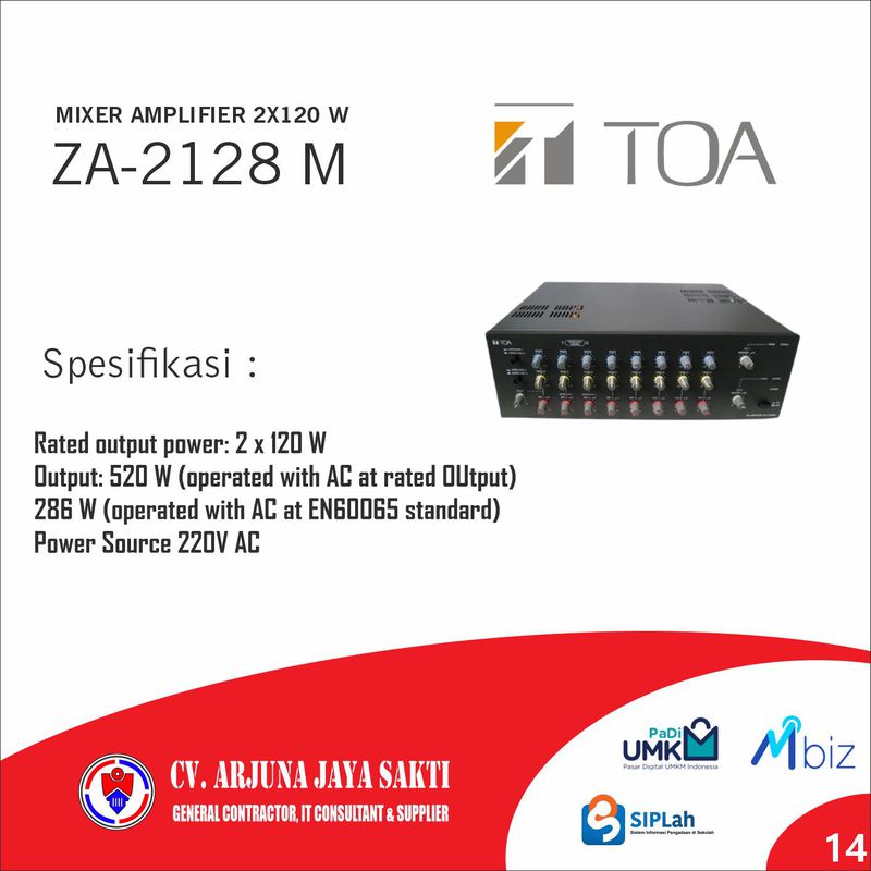 TOA Mixer Amplifier 2 x 120 W ZA-2128 M